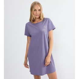 Nachthemd Triumph "Nightdresses NDK X", Damen, Gr. 36, N-Gr, lila, Jersey, Obermaterial: 100% Baumwolle, bequem kniefrei, Rundhals, Kleider Nachthemd, weich, atmungsaktiv, gerippter Rundhalsausschnitt, Kurzarm