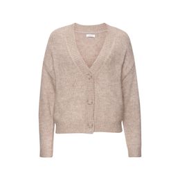 Lascana Damen Strickjacke, blau, Gr. 32, meliert, Strick, Obermaterial: 60% Polyacryl, 40% Polyester, Strickjacken, mit Knopfleiste, weicher Cardigan