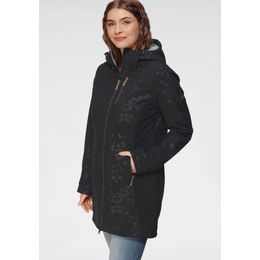 Polarino Damen Softshellmantel, schwarz, Gr. 46, Softshell, Obermaterial: 94% Polyester, 6% Elasthan. Futter: 100% Polyester. Kapuzenfutter: 100%