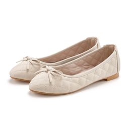 Lascana Damen Ballerina "Slipper, Schl&uuml;pfschuh, Freizeitschuh, Slip-On-Sneaker", Gr. 40, beige, Obermaterial: 100% Lederimitat. Decksohle: 100%