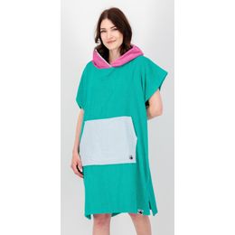 DEPROC Active Damen Poncho "Badeponcho PARLEE BEACH", blau, Gr. S, 100% Baumwolle Walkfrottier, Jacken, Badeponcho mit gro&szlig;er K&auml;ngurutasche und