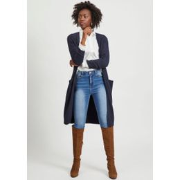 Vila Damen Longstrickjacke "VIRIL LONG L/S KNIT CARDIGAN - NOOS", blau, Gr. L, meliert, Feinstrick, Obermaterial: 50% Viskose, 27% Nylon, 23%