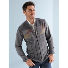 CLASSIC Herren Strickjacke, grau, Gr. 56, gemustert, mehrfarbig, 100% Polyacryl, Strickjacken