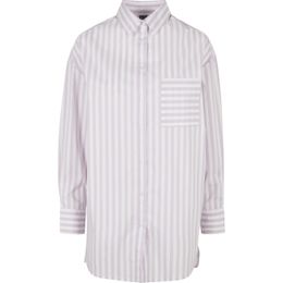Urban Classics Damen Klassische Bluse "Urban Classics Damen Ladies Oversized Stripe Shirt", lila, Gr. XS, 69% Baumwolle, 29% Polyester, 2% Elasthan,