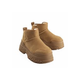 Buffalo Damen Stiefel "Buffalo FusiOn Slip On Lo Warm Vegan Nubuck", Gr. 41, braun, Polyurethan, unifarben, Schuhe