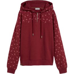 bonprix Damen Hoodie "Kapuzensweatshirt mit Rei&szlig;verschluss aus reiner Baumwolle", rot, Gr. 56, bedruckt, Sweatware, Obermaterial: 100% Baumwolle.