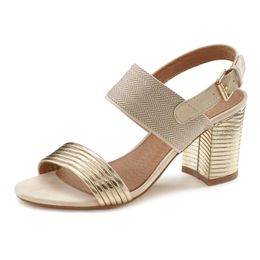 Lascana Damen Riemchensandalette "Sommerschuh, offener Schuh, Sandalette, Sandale", Gr. 38, gold, Obermaterial: 50% Lederimitat, 50% Textilmaterial.