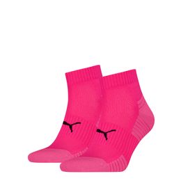 Puma Herren Kurzsocken "Puma UNISEX SPORT CUSHIONED QUARTER 2P", Gr. 39, pink, Materialmix, Socken, Rippenb&uuml;ndchen, optimierte D&auml;mpfung f&uuml;r