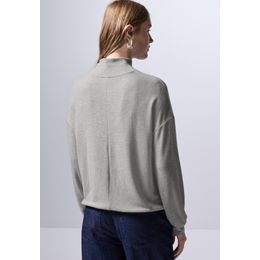 Damen Langarmshirt, grau, Gr. 46, STREET ONE STUDIO, unifarben, Stoff, 80% Viskose, 15% Polyester, 5% Elasthan, Shirts, aus softem Materialmix