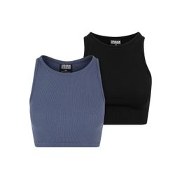 Urban Classics Damen Muskelshirt "Urban Classics Damen Ladies Cropped Rib Top 2-Pack", blau, Gr. XL, unifarben, 97% Baumwolle, 3% Elasthan, Shirts