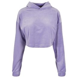 Hoodie Urban Classics "Urban Classics Damen Ladies Cropped Velvet Oversized Hoody", Damen, Gr. XXL, lavender, 93% Polyester, 7% Elasthan, unifarben, Sweatshirts Hoodie
