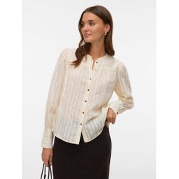 V&eacute;ro Moda VERO MODA Damen Hemdbluse "VMISELLE L/S SHIRT WVN BTQ"birch, Gr. M, unifarben, Web, Obermaterial: 80% Viskose, 20% Nylon, Blusen, lange B&uuml;ndchen,