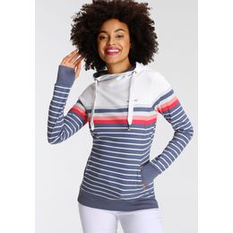 Kangaroos Damen Kapuzensweatshirt, blau, Gr. 36, kontrastfarbene Details, Interlock, Obermaterial: 100% Baumwolle. Kapuzenfutter: 100% Baumwolle,