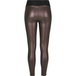 Urban Classics Damen Leggings "Urban Classics Damen Ladies Faux Leather High Waist Leggings", braun, Gr. L, unifarben, 91% Polyester, 9% Elasthan,