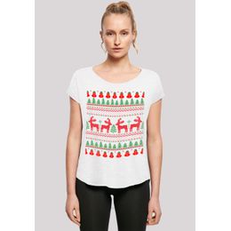 F4NT4STIC Damen T-Shirt "Christmas Reindeers Weihnachten Muster", wei&szlig;, Gr. S, Obermaterial: 100% Baumwolle, Shirts, Print