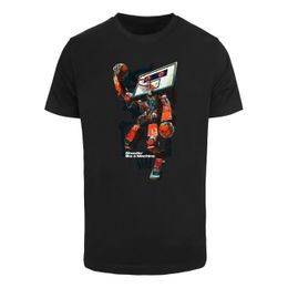 T-Shirt MisterTee "MisterTee Herren Bball Robot Tee", Jungen, Gr. S, schwarz, 100% Baumwolle, bedruckt, normal, Rundhals, Shirts T-Shirt