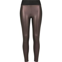 Urban Classics Damen Leggings "Urban Classics Damen Ladies Faux Leather High Waist Leggings", braun, Gr. M, unifarben, 91% Polyester, 9% Elasthan,