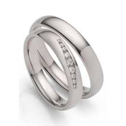 Firetti Damen Trauring "Schmuck Geschenk Hochzeit Ehering "LIEBE"", 50,mit Zirkonia, Silber 925 (Sterlingsilber), 4mm, silber, Silber 925