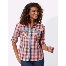 Casual Looks Damen Karobluse, rot, Gr. 42, gemustert, kariert, mehrfarbig, 50% Baumwolle, 50% Polyester, Blusen