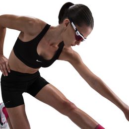 Nike Damen Lauftights "W NK DF SWIFT HR 4IN SHORT"schwarz, reflective silv, Gr. XS, Obermaterial: 75% Polyester, 25% Elasthan, Hosen