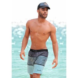 Bench. Herren Badeshorts "Mac", blau, Gr. XXL, bedruckt, Microfaser, Polyester, Badehosen, im trendigen Blockstreifen-Look