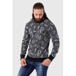 Cipo & Baxx CIPO & BAXX Herren Sweatshirt "Sweatshirts", grau, Gr. L, bedruckt, 50% Baumwolle, 30% Viskose, 15% Polyester, 5% Elasthan, Sweatshirts, mit