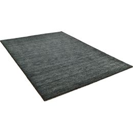 Wollteppich Theko, B:70cm H:17mm L:140cm, grau, Schurwolle, Wohnzimmer, Teppiche, "Haltu Uni", Handweb Teppich, reine Wolle, Uni-Farben, meliert,