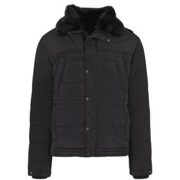 Urban Classics Herren Winterjacke "Urban Classics Puffer Jacket With Detachable Fur Collar", schwarz, Gr. S, unifarben, 100% Polyester, Jacken