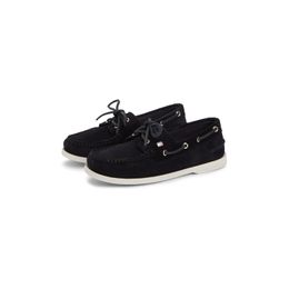 Tommy Hilfiger Damen Bootsschuh "HILFIGER SUEDE BOAT SHOE", Gr. 41dunkelblau, Veloursleder, Schuhe, Freizeitschuh, Halbschuh, Schn&uuml;rer mit modischen