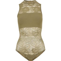 Urban Classics Damen Body "Urban Classics Damen Ladies Laces Body"khaki, Gr. XS, 91% Polyamid, 9% Elasthan, Bodys