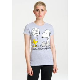 logoshirt Damen T-Shirt "Snoopy - Peanuts", grau, Gr. XS, bedruckt, mehrfarbig, 95% Baumwolle, 5% Viskose, Shirts, mit niedlichem Snoopy-Frontprint