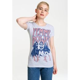 logoshirt Damen T-Shirt "Wonder Woman", grau, Gr. S, bedruckt, mehrfarbig, meliert, 95% Baumwolle, 5% Viskose, Shirts, mit coolem Retro-Print