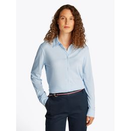 Tommy Hilfiger Damen Klassische Bluse "CASUAL BTN DOWN SHIRT LS", blau, Gr. M, unifarben, Web, Obermaterial: 70% Baumwolle, 30% Viskose, Blusen, mit