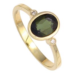 Jobo Damen Diamantring, 54, SI = kleine Einschl&uuml;sse, Diamanten Gelbgold 585, gelb, Diamanten, Gelbgold 585, Fingerringe, 585 Gold mit 2 Diamanten und