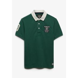Superdry Herren Poloshirt "VINTAGE PIQUE RUGBY POLO", gr&uuml;n, Gr. L, bedruckt, Single Jersey, Obermaterial: 100% Baumwolle, Shirts, mit Kurzarm, aus