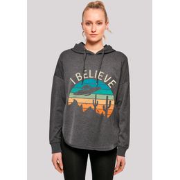 F4NT4STIC Damen Kapuzenpullover "I Believe UFO Alien Sonnenuntergang", grau, Gr. L, Obermaterial: 100% Baumwolle, Pullover, Premium Qualit&auml;t