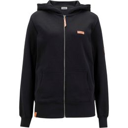 bonprix Damen Kapuzensweatjacke, schwarz, Gr. 40, unifarben, Sweatware, Obermaterial: 100% Baumwolle, Sweatjacken, mit Kapuze, mit K&auml;ngurutaschen,