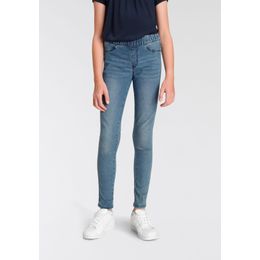 Kidsworld M&auml;dchen Jeansjeggings "Stetch-Jeans mit schmalem Bein", blau, Gr. 98, Denim/Jeans, Obermaterial: 74% Baumwolle, 24% Polyester, 2% Elasthan,