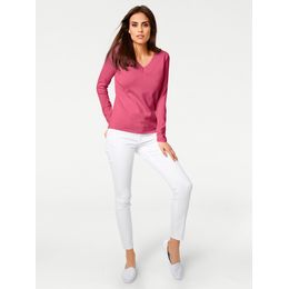Damen Strickpullover "V-Pullover", pink, Gr. 48, Rick Cardona BY HEINE, unifarben, 100% Baumwolle, Pullover