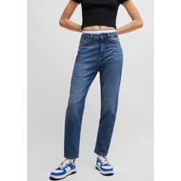 HUGO BLUE Damen Mom-Jeans "Noe", blau, Gr. 27, unifarben, Jeans, Obermaterial: 99% Baumwolle, 1% Elasthan, Jeans, Straight Fit Jeans mit hoher