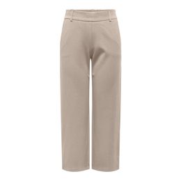 Only Damen Culotte "ONLPOPTRASH LIFE MW STRAIGHT CULOTTE PNT", beige, Gr. M, unifarben, Milano Rib, Obermaterial: 63% Viskose, 32% Nylon, 5%