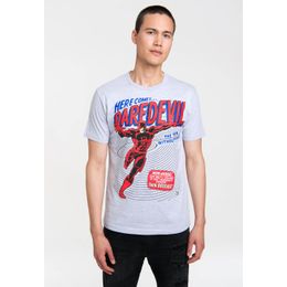 logoshirt Herren T-Shirt "Daredevil", grau, Gr. M, bedruckt, 95% Baumwolle, 5% Viskose, Shirts, mit coolem Frontdruck