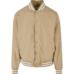 Collegejacke Urban Classics "Urban Classics Herren Light College Jacket", Herren, Gr. L, unionbeige, 100% Polyester, unifarben, oversize, Rundhals, Jacken Collegejacke
