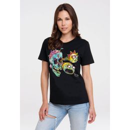 logoshirt Damen T-Shirt "Rick & Morty - Eyeball Skull", schwarz, Gr. XS, bedruckt, 100% Baumwolle, Shirts, mit lizenziertem Print