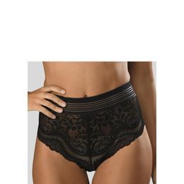 Damen High-Waist-Slip, PETITE FLEUR GOLD BY LASCANA, Gr. 44, schwarz, Spitze, Obermaterial: 90% Polyamid, 10% Elasthan, Unterhosen, mit eleganter
