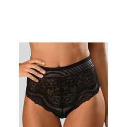 Damen High-Waist-Slip, Petite Fleur Gold, Gr. 40, schwarz, Spitze, Obermaterial: 90% Polyamid, 10% Elasthan, Unterhosen, mit eleganter Spitz