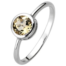Jobo Damen Fingerring, 54, Silber 925 (Sterlingsilber), gelb, Silber 925 (Sterlingsilber), Fingerringe, 925 Silber mit Citrin