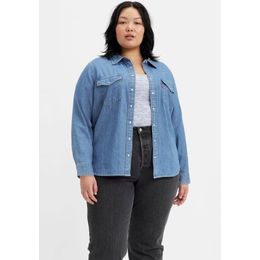 LEVI'S&reg; PLUS LEVI'S PLUS Damen Jeansbluse "ESSENTIAL WESTERN", blau, Gr. XL, Denim/Jeans, Obermaterial: 100% Baumwolle, Blusen, mit zwei Brusttaschen und