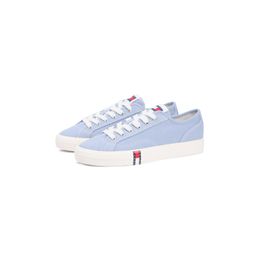 Tommy Jeans Damen Plateausneaker "ARCHIVE Y2K", Gr. 40, blau, Textil, unifarben, Schuhe, Freizeitschuh, Halbschuh, Schn&uuml;rer im Retro-Look mit Label