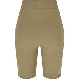 Urban Classics Damen Fahrradhose "Urban Classics Damen Ladies High Waist Lace Inset Cycle Shorts", beige, Gr. L, unifarben, 94% Baumwolle, 6%
